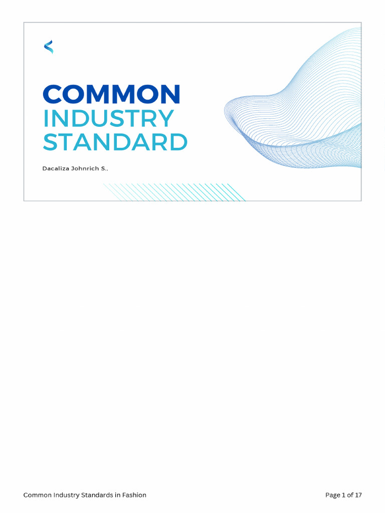 Common Industry Standards in Fashion | PDF
