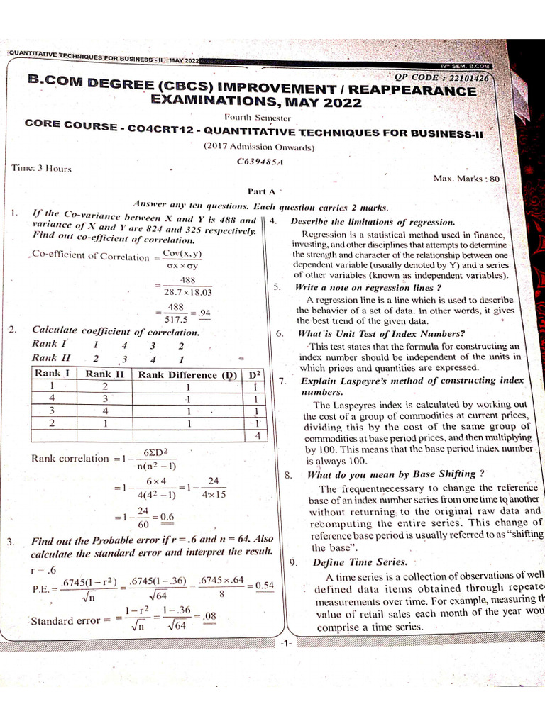 QT Answer Key May 2022 | PDF