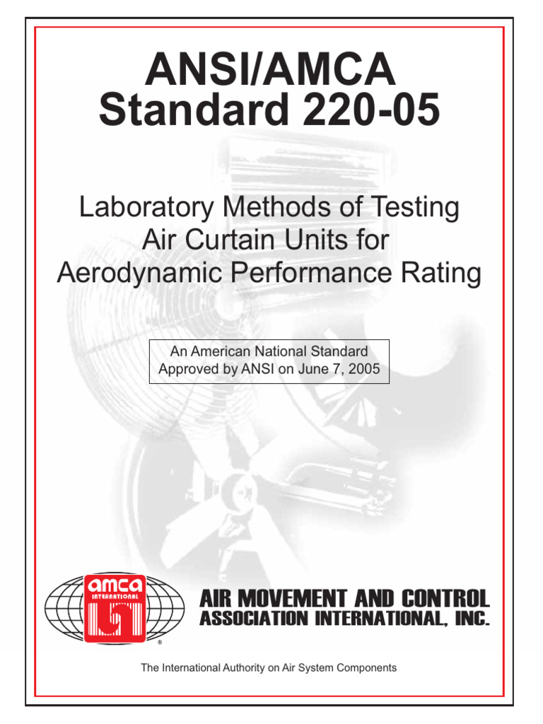 ANSI-AMCA Standart 220-05 Laboratory Methods of Testing Air Curtain ...