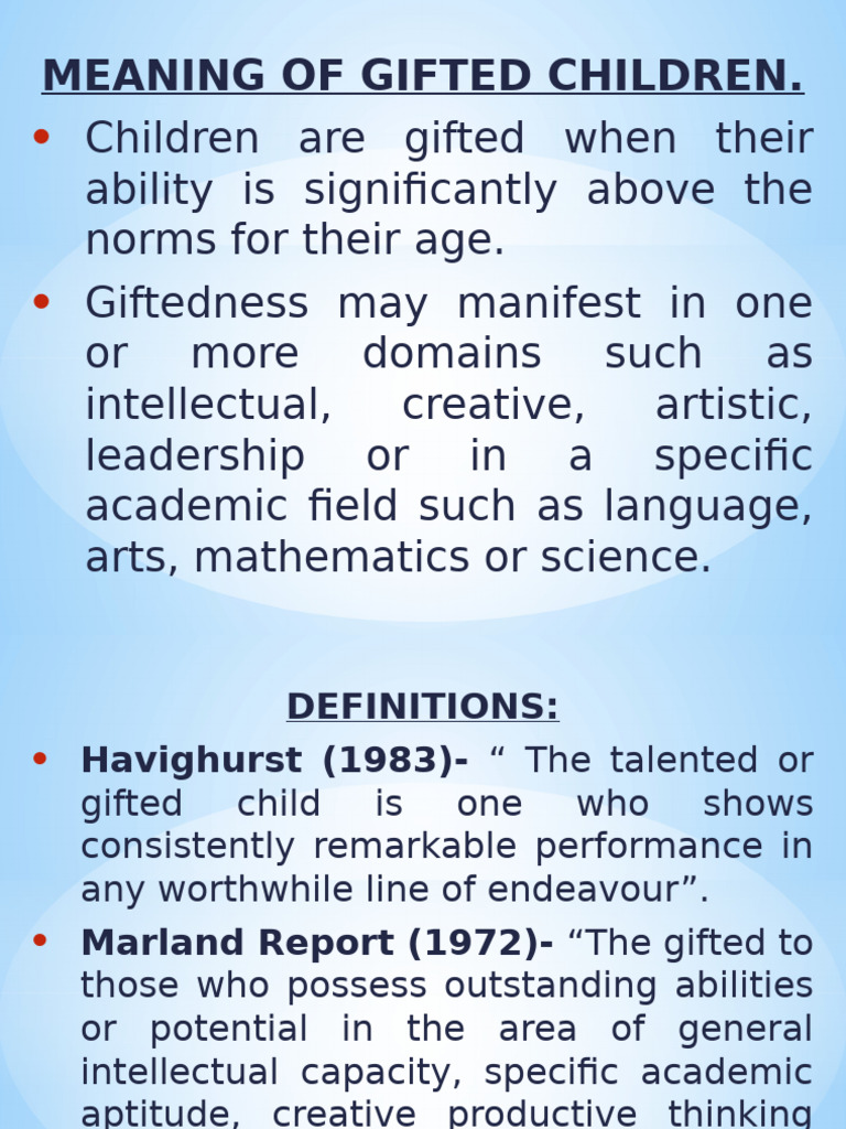 Meaning of Gifted Children | PDF