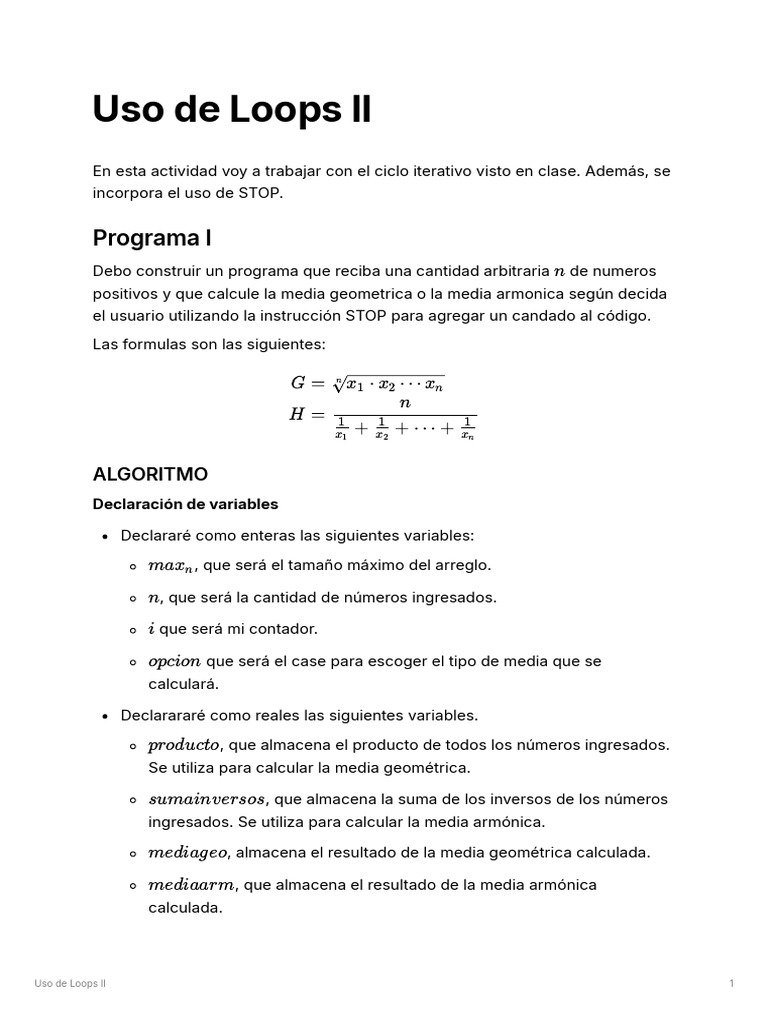 Uso de Loops II | PDF | Algoritmos | Aritmética