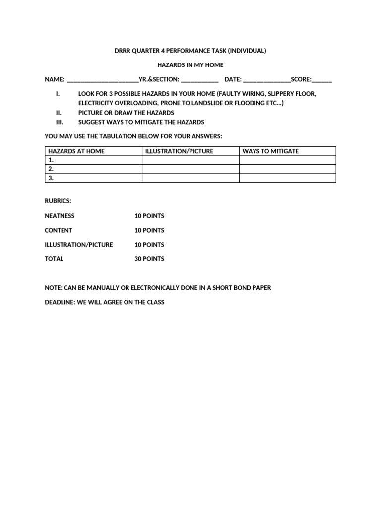 DRRR Quarter 4 Performance Task | PDF