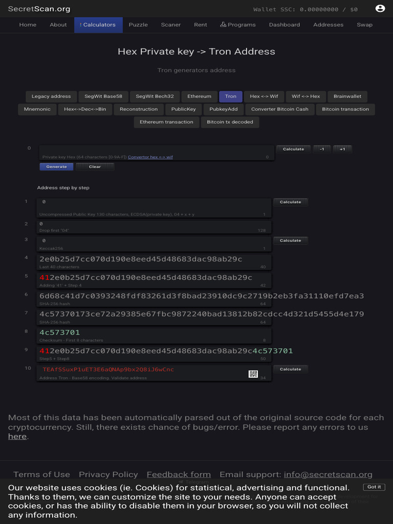 Universal Private Keys Tron Calculators Address G | PDF | Bitcoin