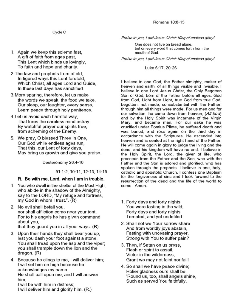 First Sunday of Lent Cycle C Guide | PDF | God The Father | Glory ...