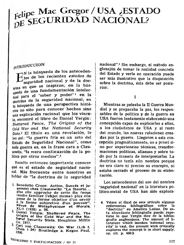 MacGregor. Usa. Estado de Seguridad Nacional | PDF
