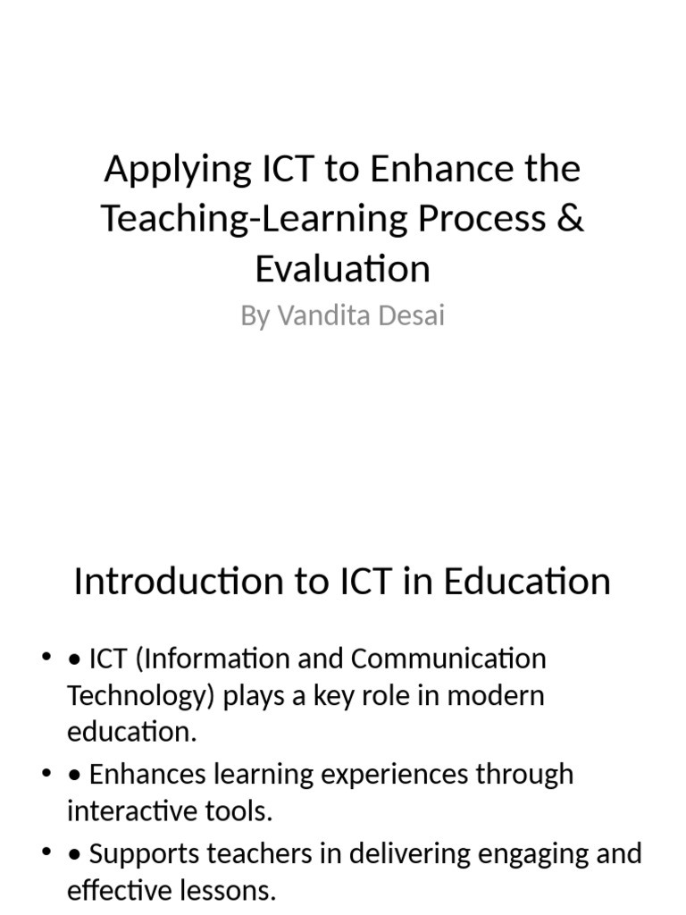 Ict Teaching Learning Evaluation Pdf