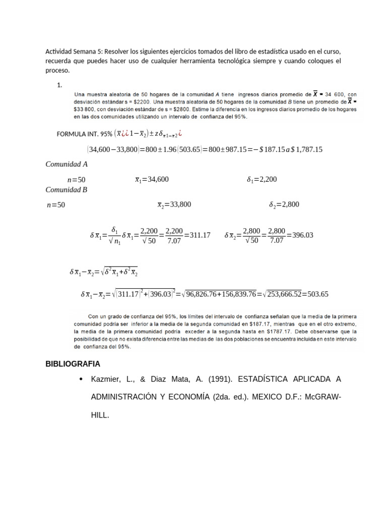 Ejercicios de Estadística: Intervalo de Confianza | PDF