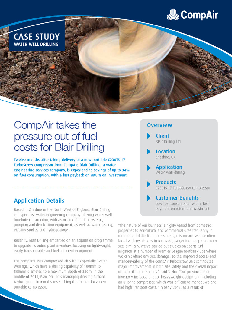 CompAir Takes The Pressure Out of Fuel Costs For Blair Drilling | PDF ...