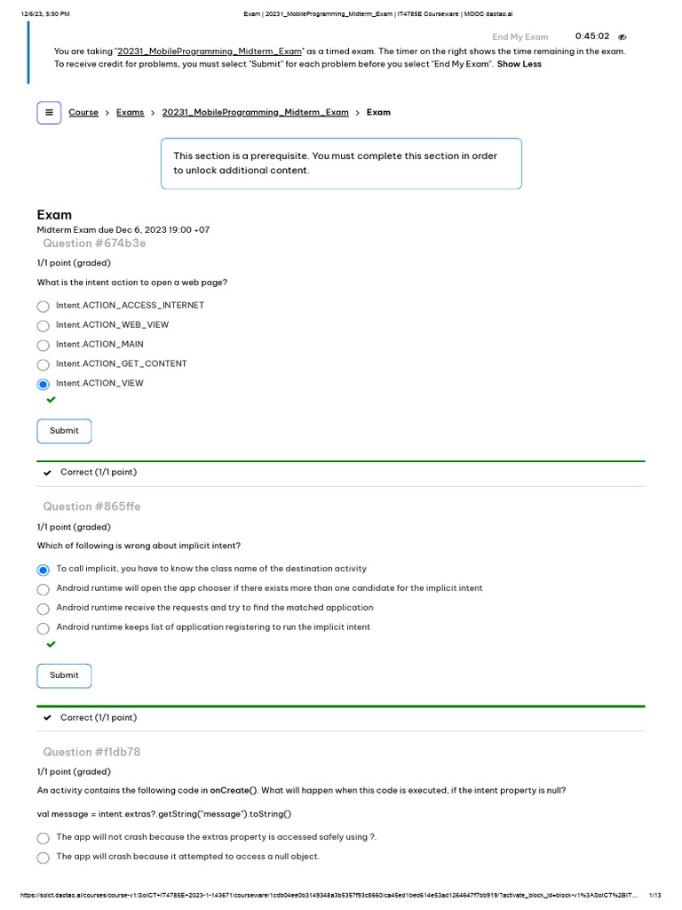 Mobile Programming Midterm Exam 2023 | PDF | Android (Operating System ...