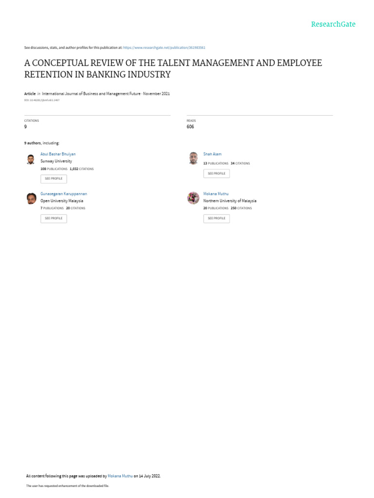 A Conceptual Review of The Talent Management and Employee Retention in ...