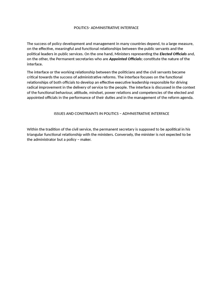 Politics-Administrative Interface | PDF
