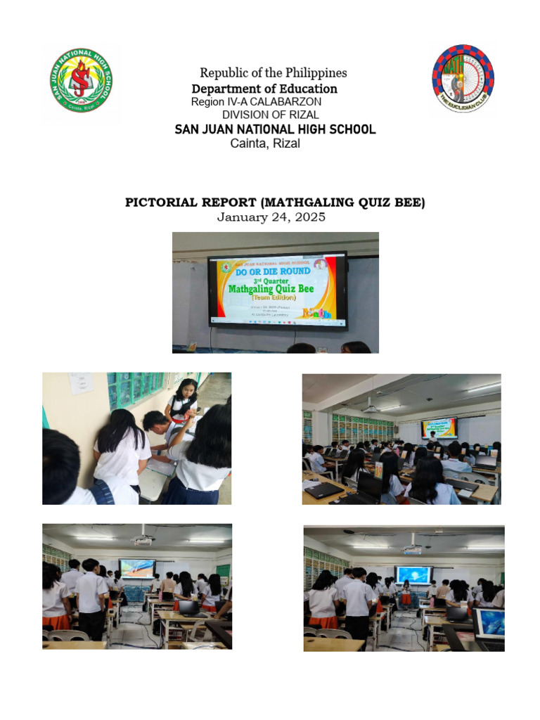 MATHGALINGQUIZBEE Pictorial Report2 | PDF
