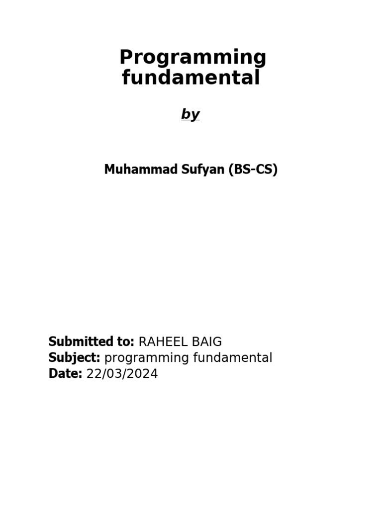Programming Fundamental Ass 5 | PDF | Computer Programming | Software Engineering