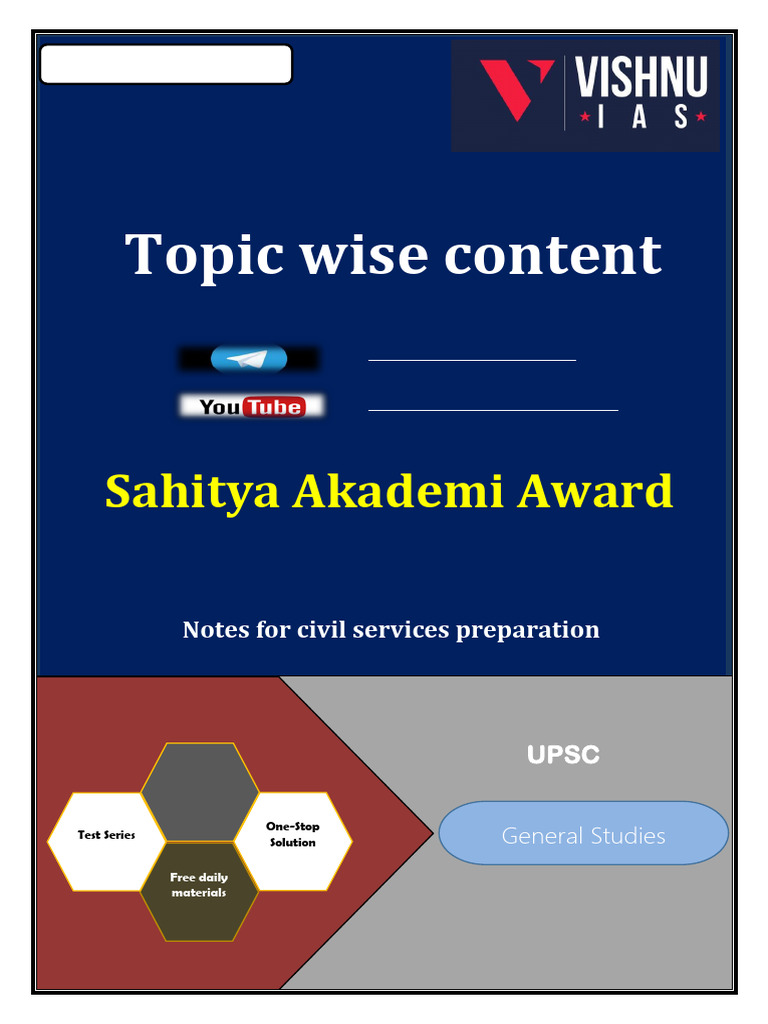 Sahitya Akademi Award Upsc Vishnu Ias | PDF | Indian Literature