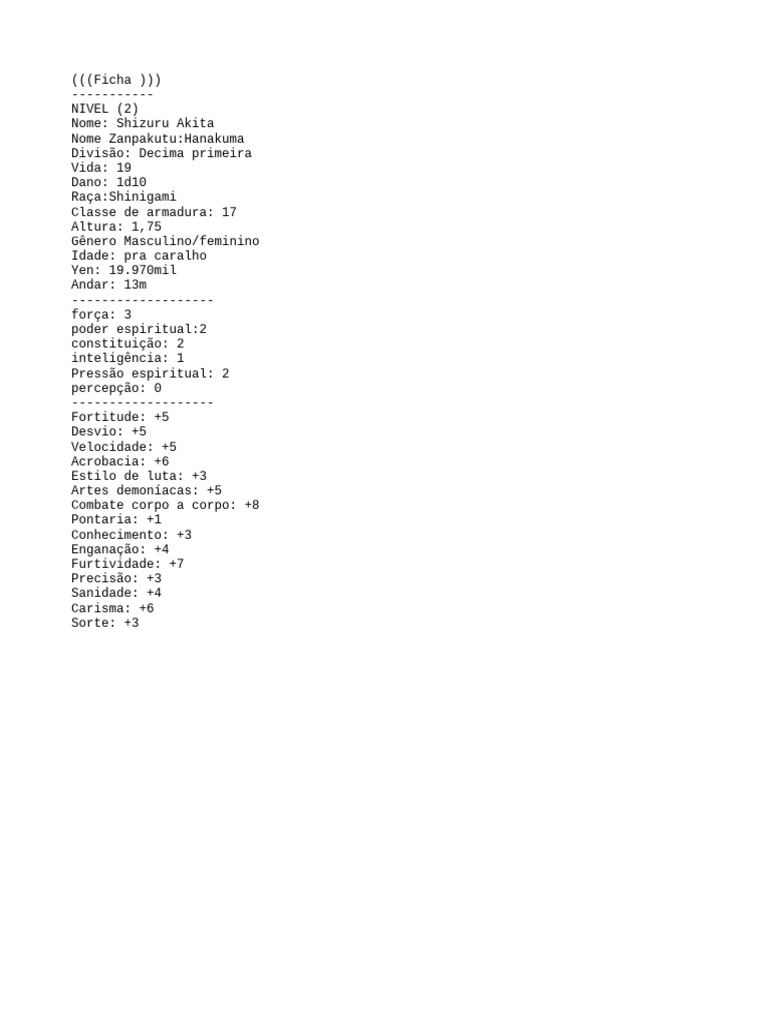 Ficha de Bleach | PDF