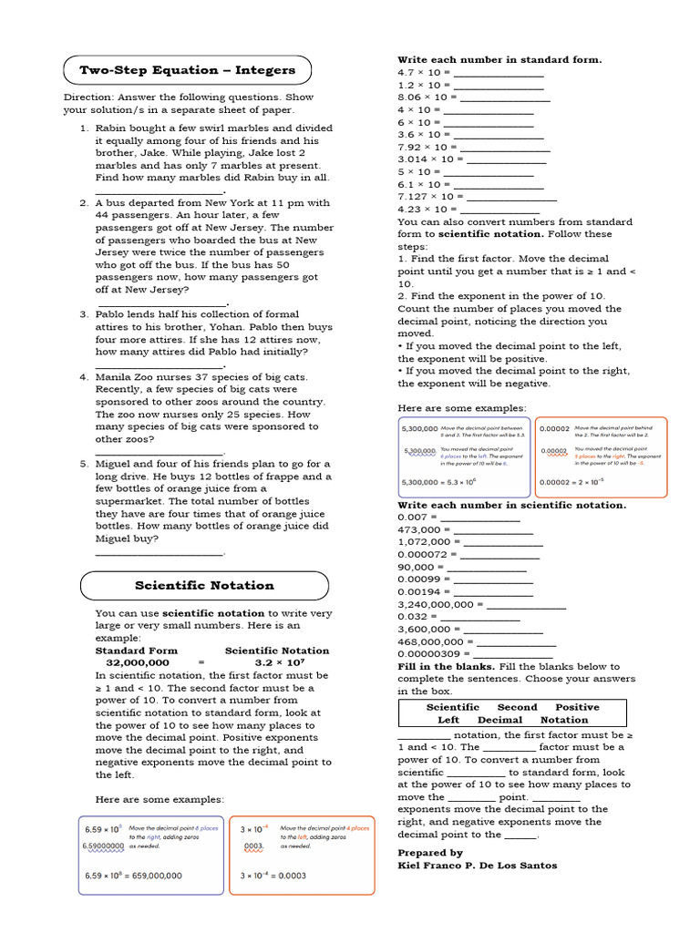 Scientific Notation and Problem Solving | PDF | Numbers | Mathematical ...