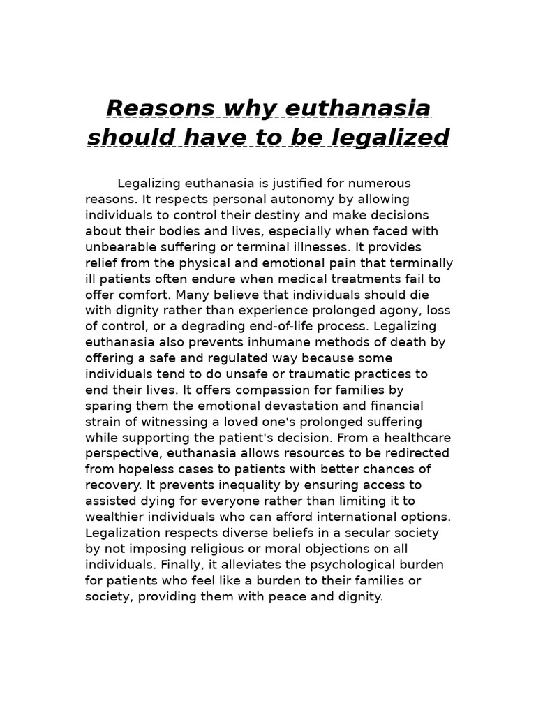 Arguments for and Against Euthanasia | PDF | Terminal Illness | Psychology