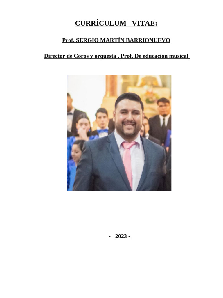 Curriculum Vitae de Sergio Barrionuevo | PDF | Coro | Canto