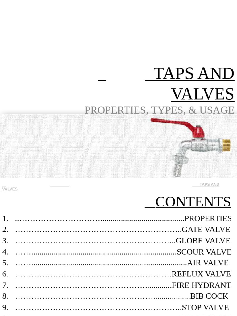 Class - 3b Taps and Valves | PDF | Tap (Valve) | Valve