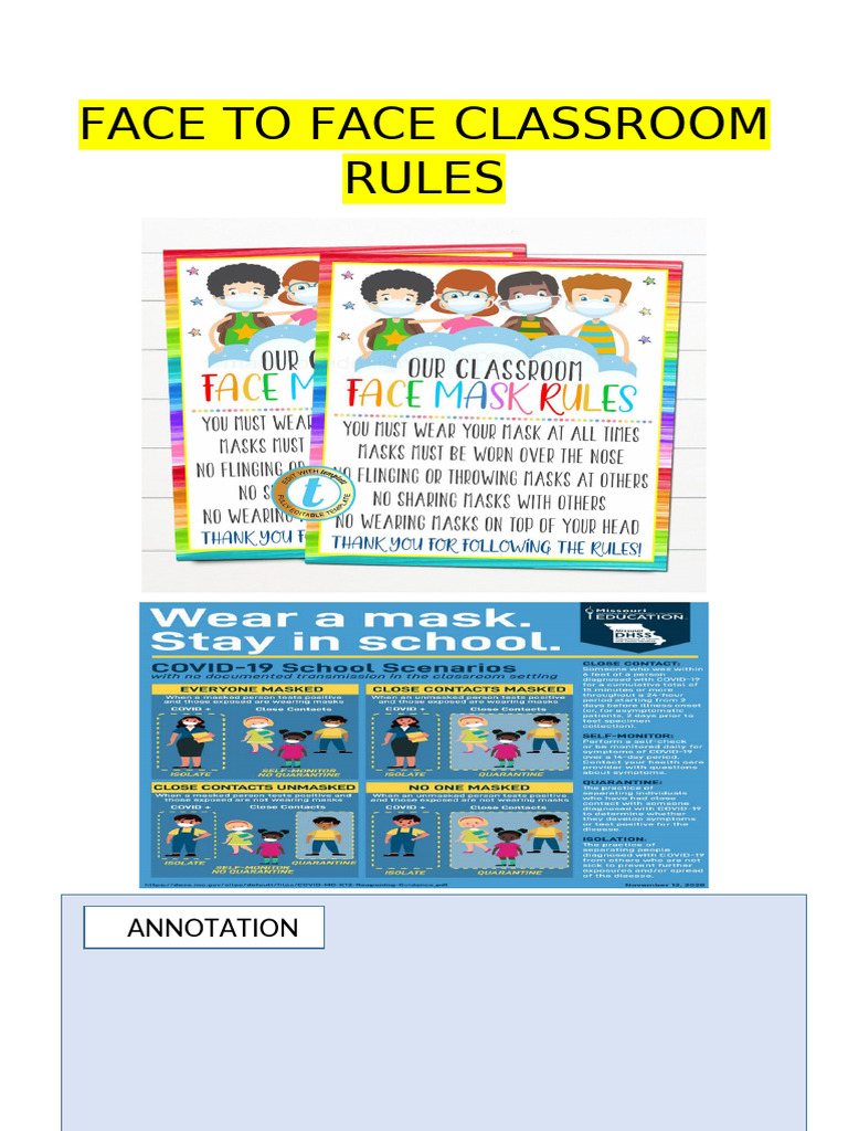 Face to Face Classroom Rules | PDF