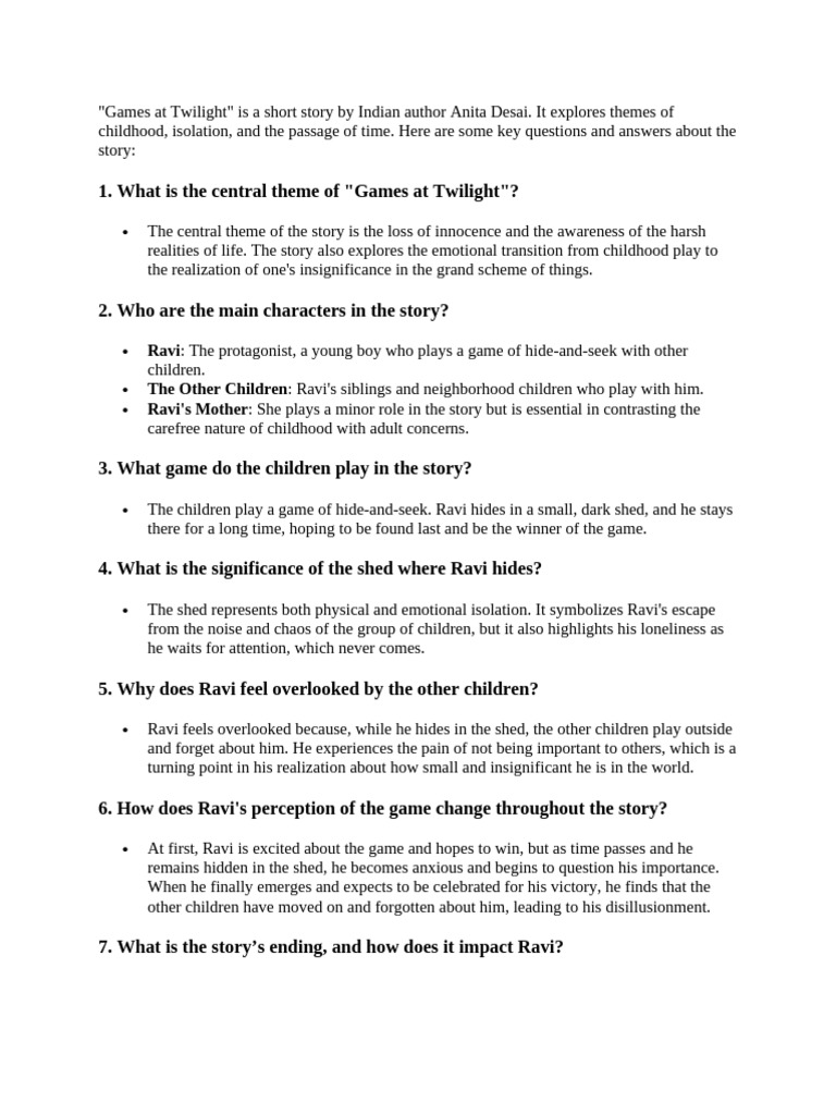 Games at Twilight Copy Work | PDF | Thought | Experience