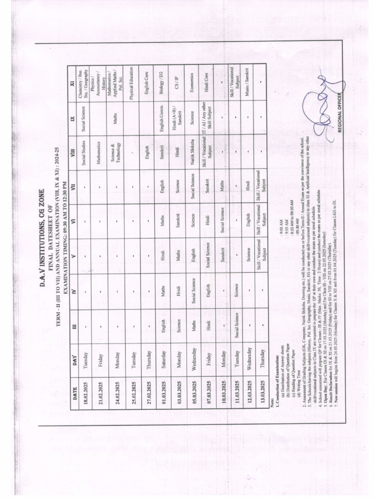 Final Date Sheet | PDF
