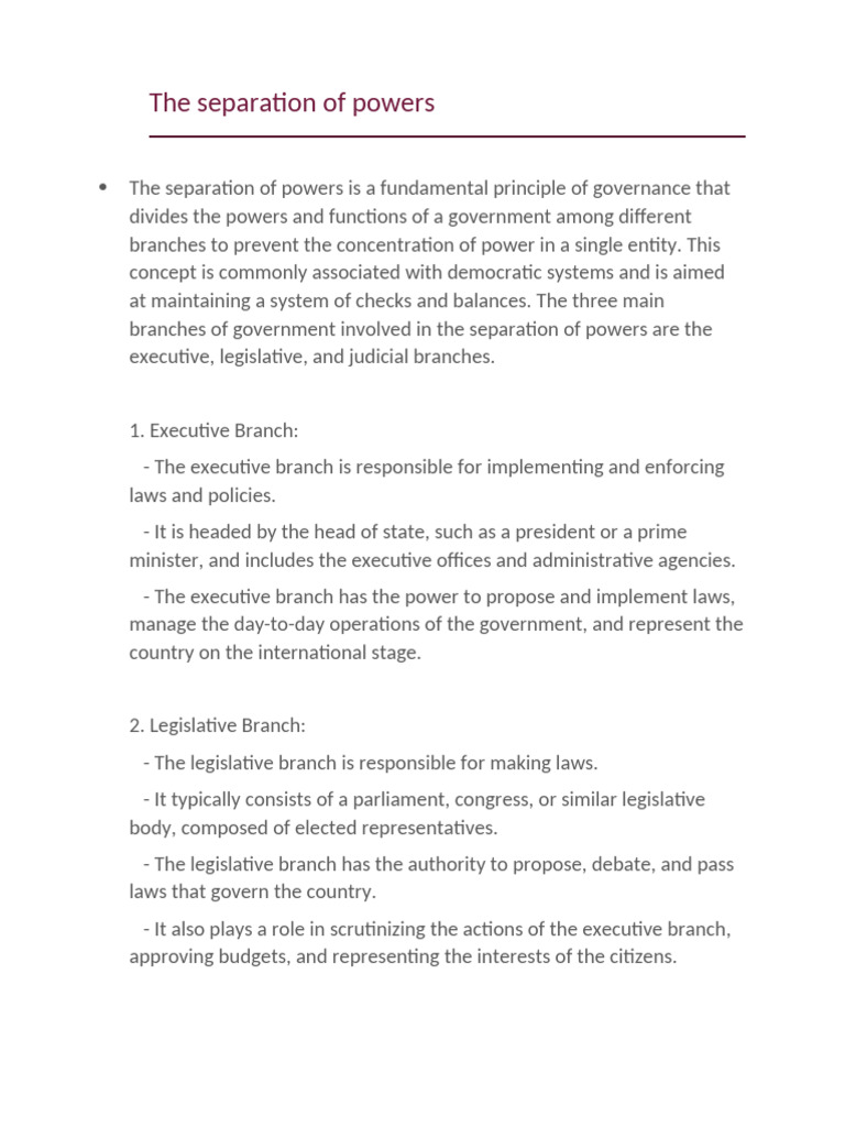 Understanding Separation of Powers | PDF | Separation Of Powers ...