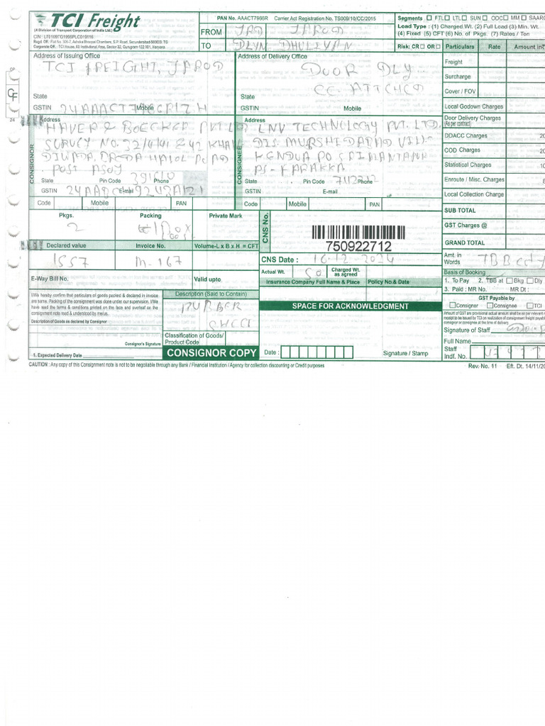 TCI FREIGHT-LR NO.750922712 | PDF