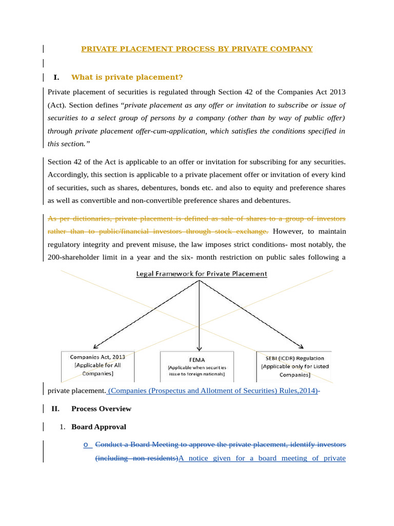 Research Note On Private Placements Process Under The Companies Act ...