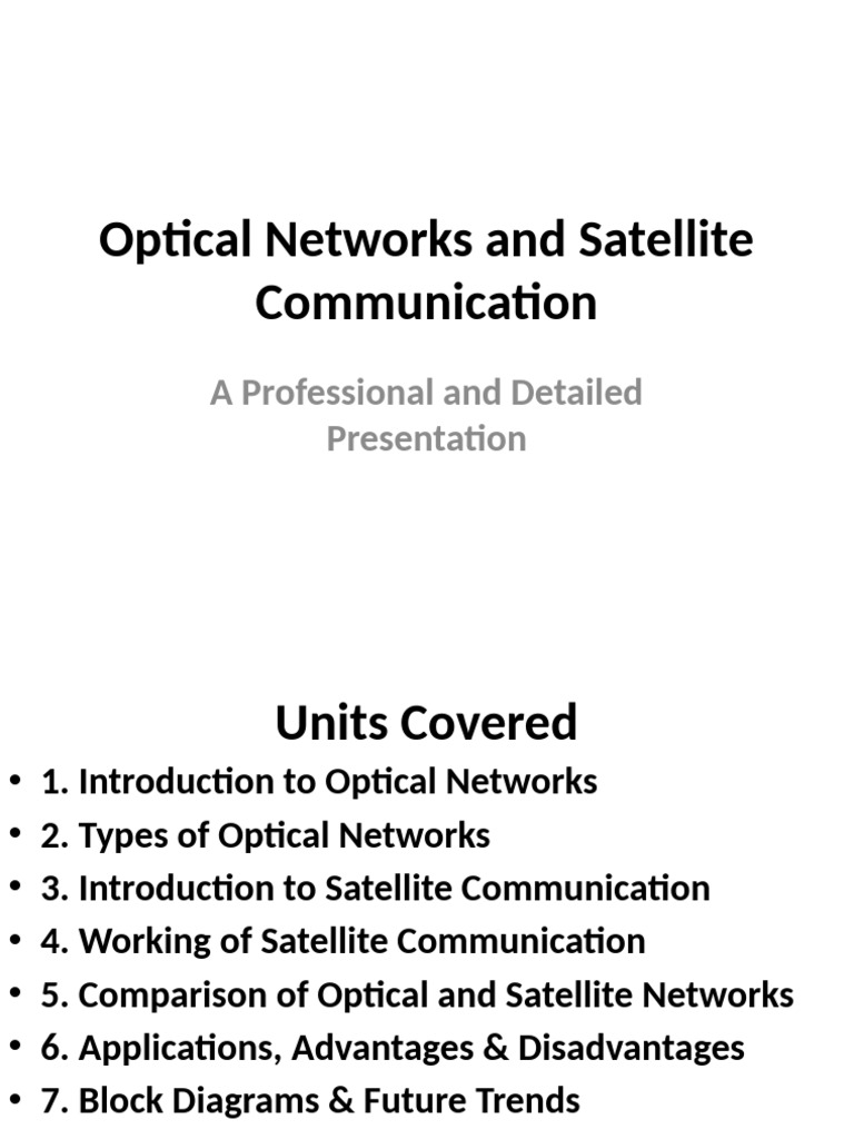Optical Network and Satellite Communication | PDF | Communications ...
