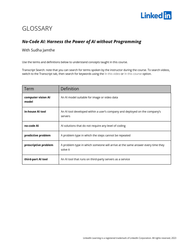 Glossary_NoCode_AI_Without Programming | PDF