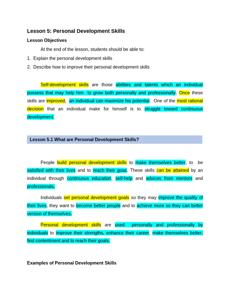 Lesson 5 Personal Development Skills | PDF | Stress (Biology ...