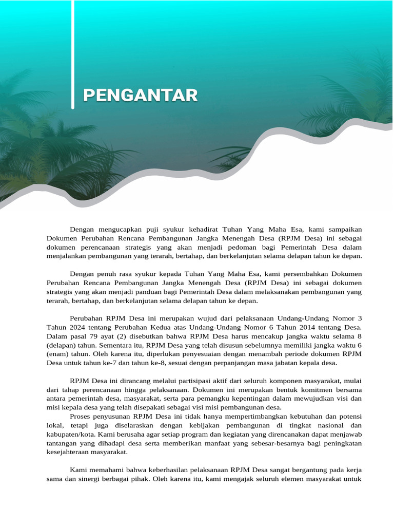 Kata Pengantar RPJM 2023-2030 | PDF