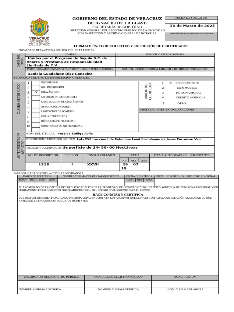 Formato Unico de Solicitud Certificado | PDF