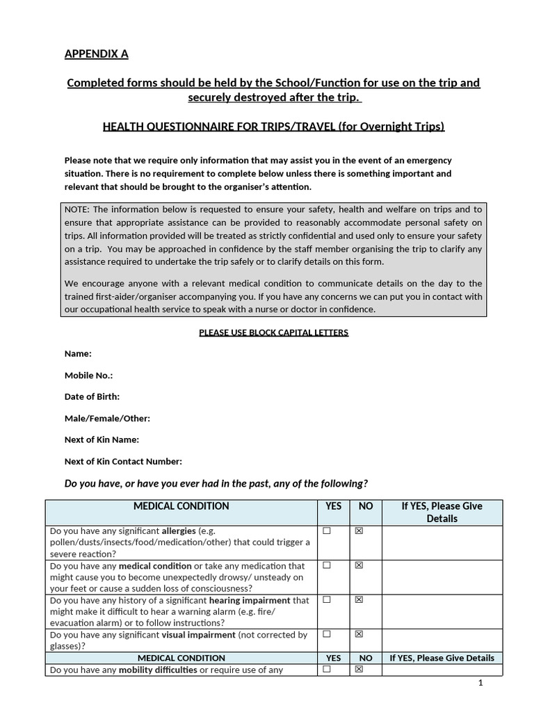 TRIP - Vienna Questionnaire | PDF