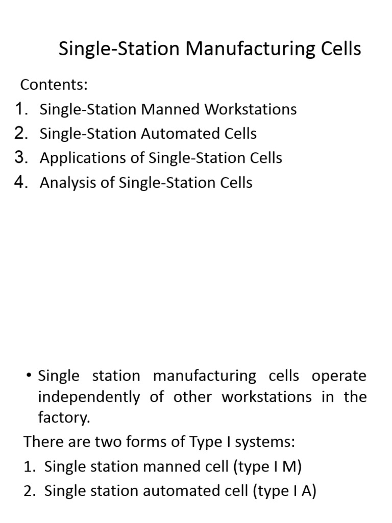 Single-Station Manufacturing Cells Overview | PDF | Manufactured Goods ...