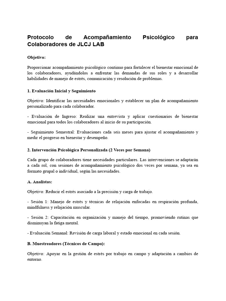 Protocolo de Acompañamiento Psicológico | PDF | Estrés (biología) | Las emociones