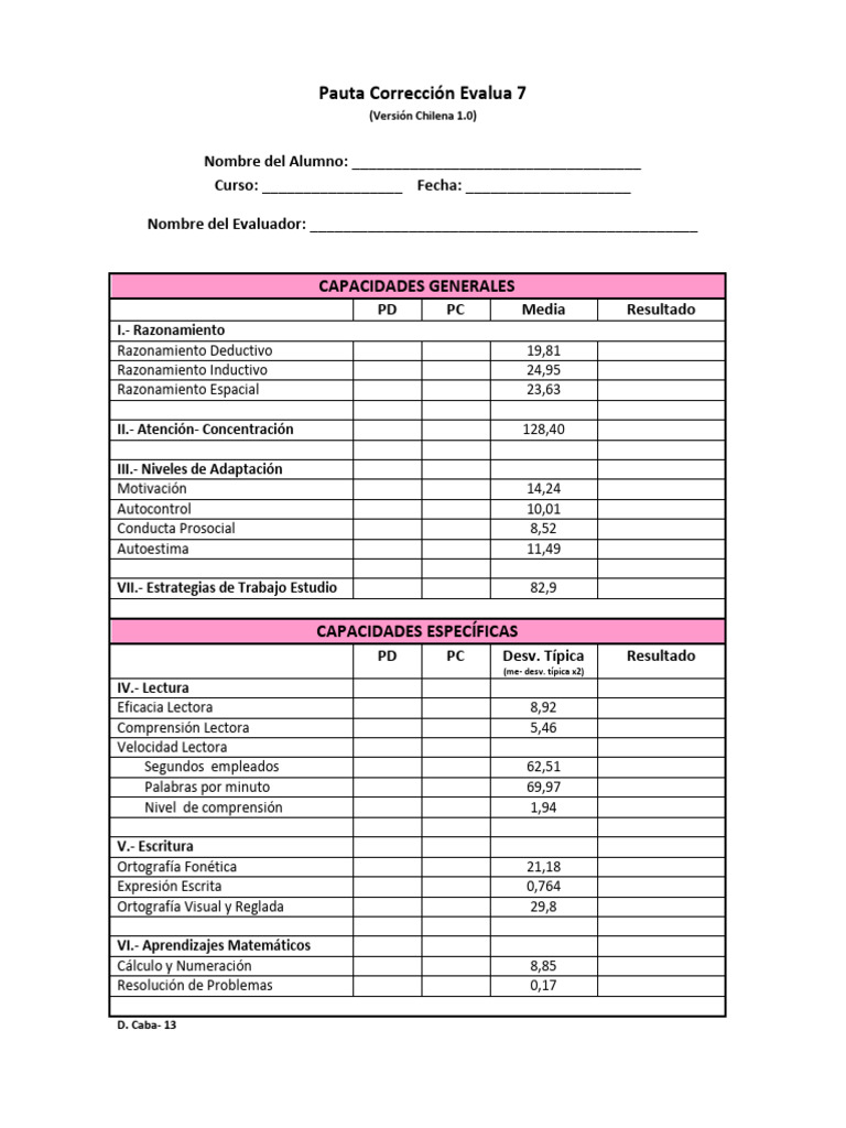 Pauta Corrección Evalua 7 | PDF