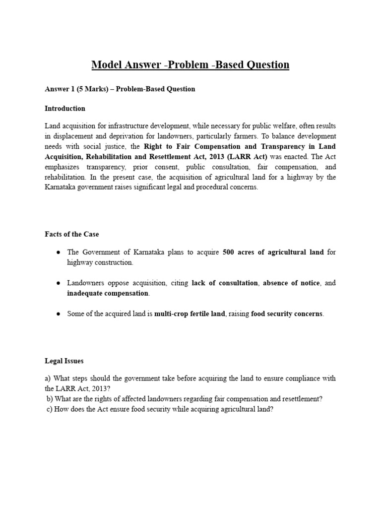 Model Answer - Problem - Based Question | PDF | Justice | Crime & Violence