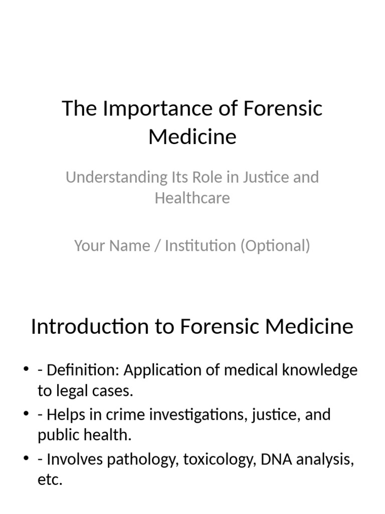 Importance of Forensic Medicine | PDF