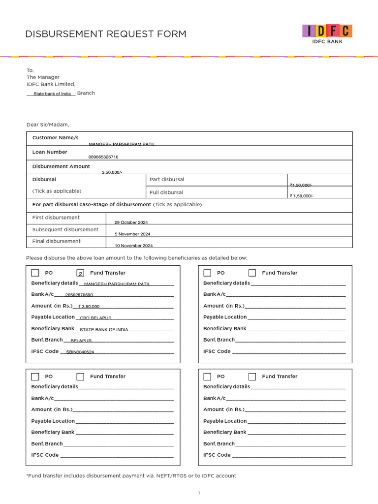 Disbursement Request Form Jun16 | PDF | Financial Markets | Economy Of ...
