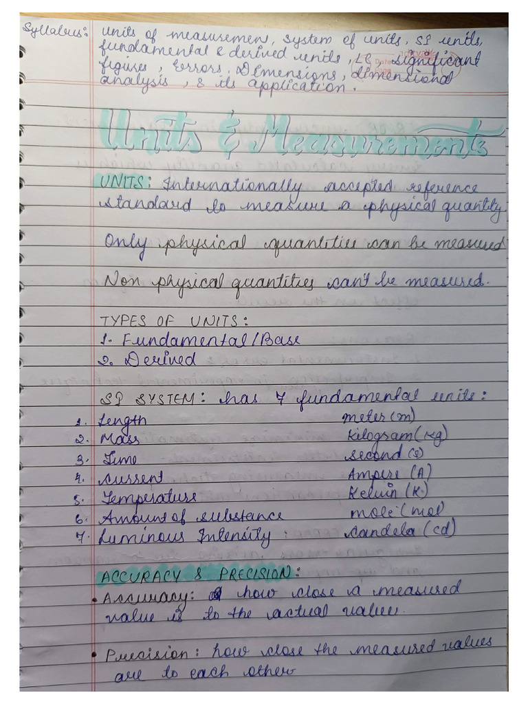 Units and Measurement | PDF