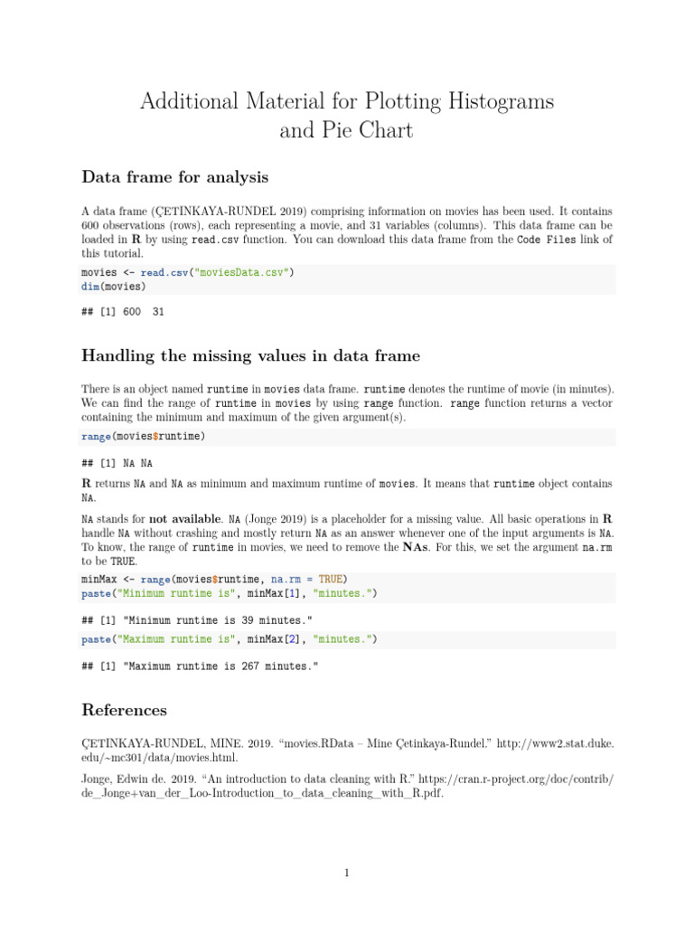 Plotting-Histograms-and-Pie-Chart-Additionalmaterial | PDF