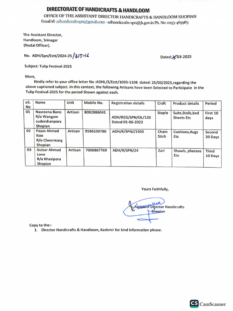 Tulip Festival 2025 . Handicrafts and Handloom Shopian | PDF