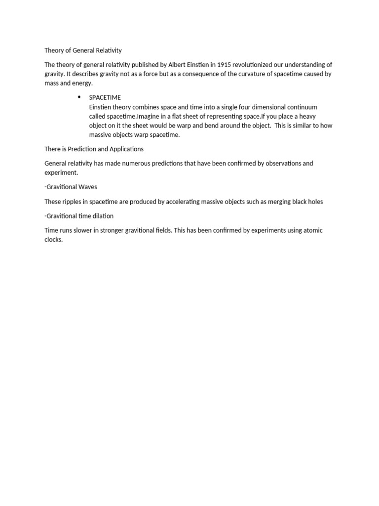 Theory of General Relativity-PHYSICS | PDF