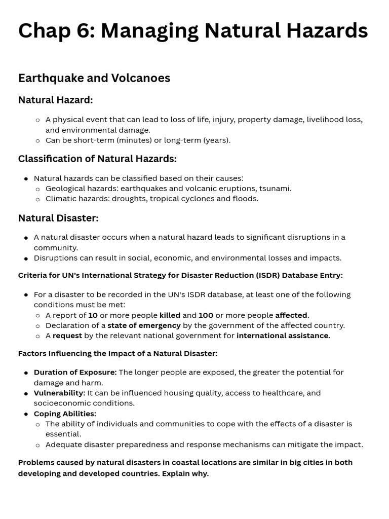 Chap 6 Managing Natural Hazards PDF | PDF | Natural Disasters | Volcano