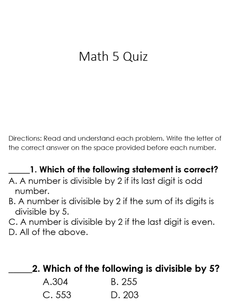 Assessment On Divisibility Rules | PDF | Mathematics | Arithmetic