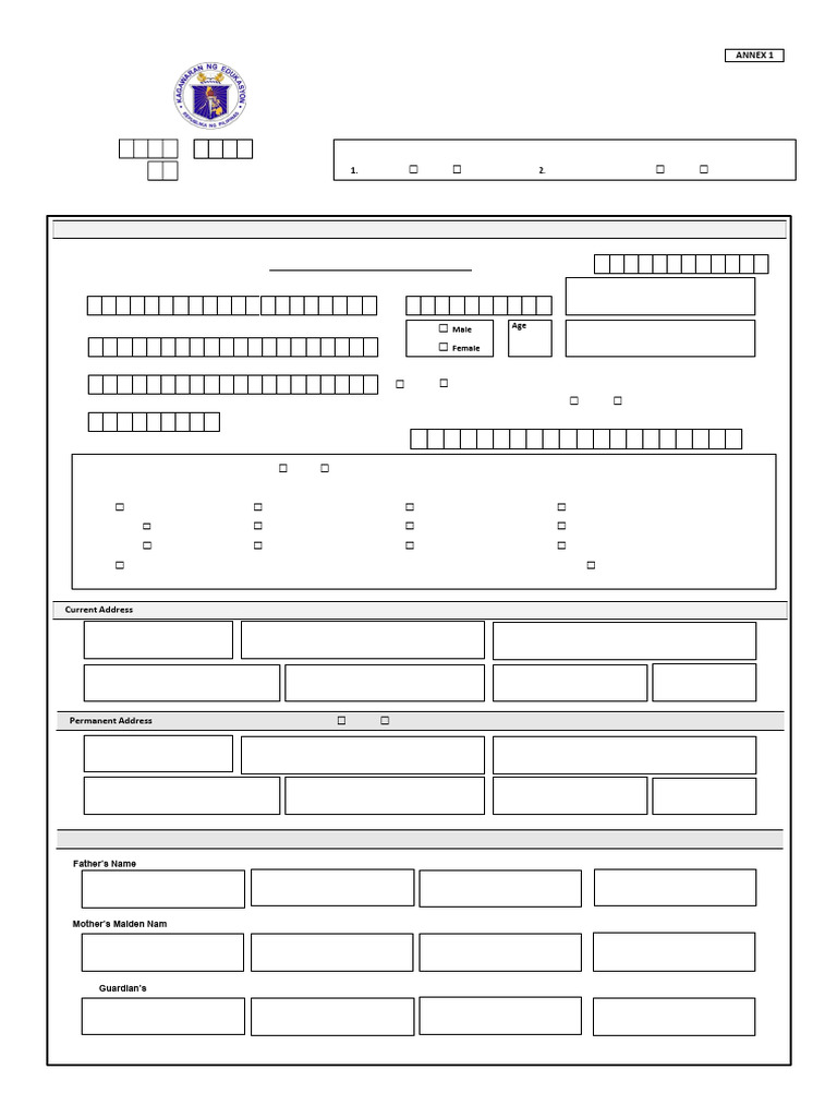 Annex Basic Education Enrollment Form | PDF | Disability | Visual Impairment