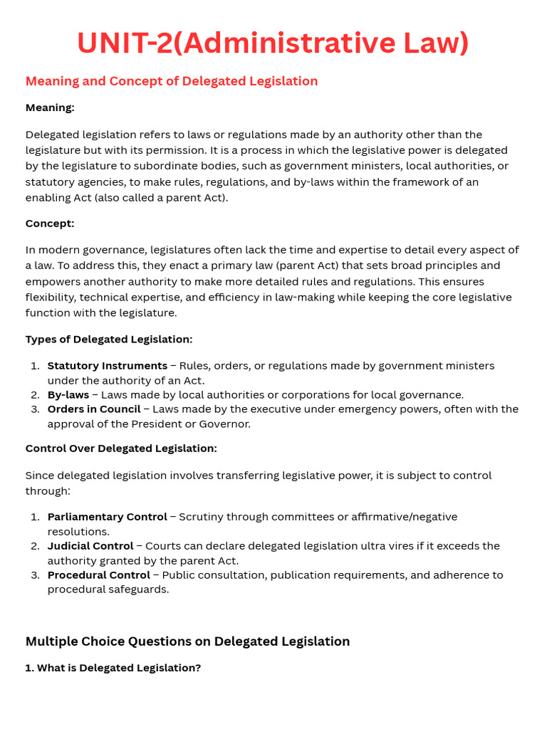 UNIT-2 (Administrative Law) | PDF | Judicial Review | Constitution