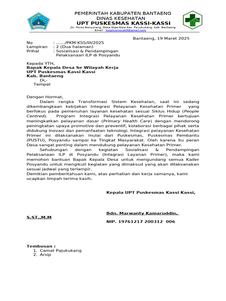 Surat Sosialisasi Ilp Posyandu | PDF